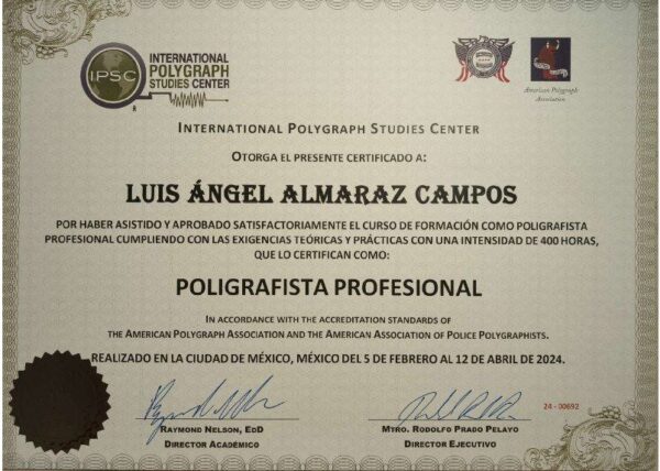 DIPLOMA VALIDADO ANTE LA INTERNATIONAL POLYGRAPH ACADEMY «IPA» – ALUMNO ...